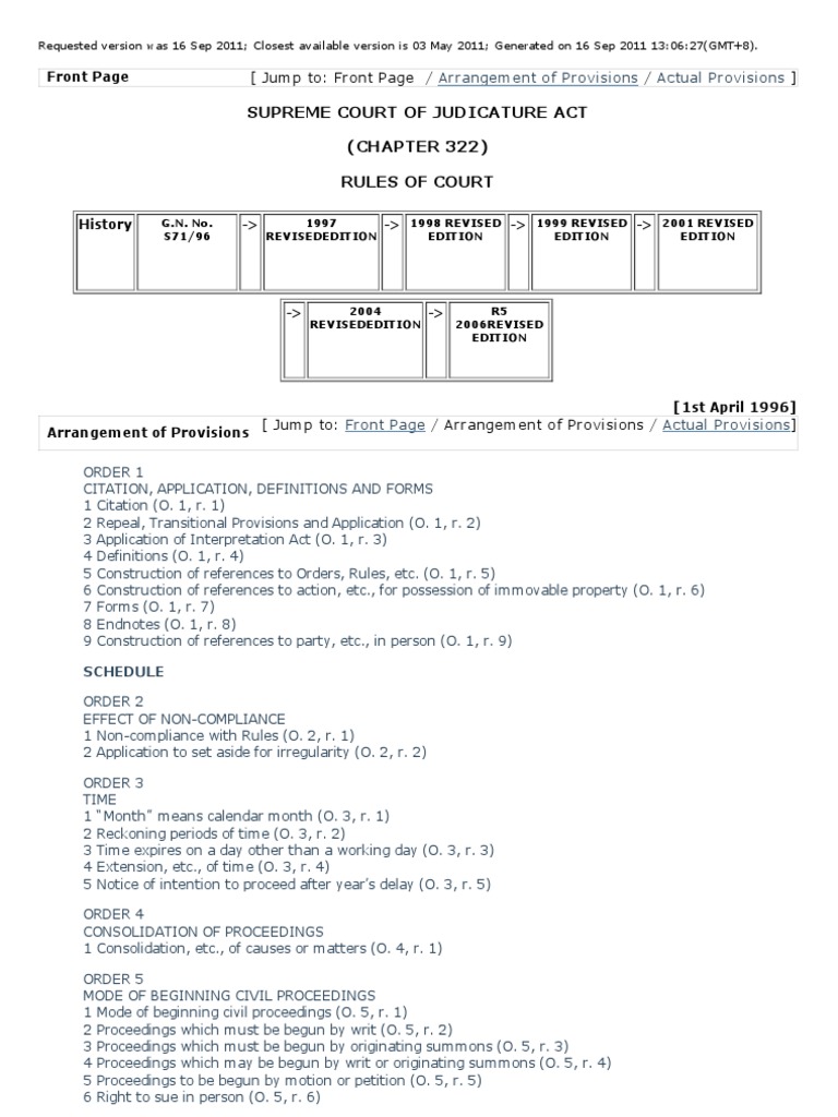 Supreme Court Rules of Court Overview | PDF | Costs In English Law ...