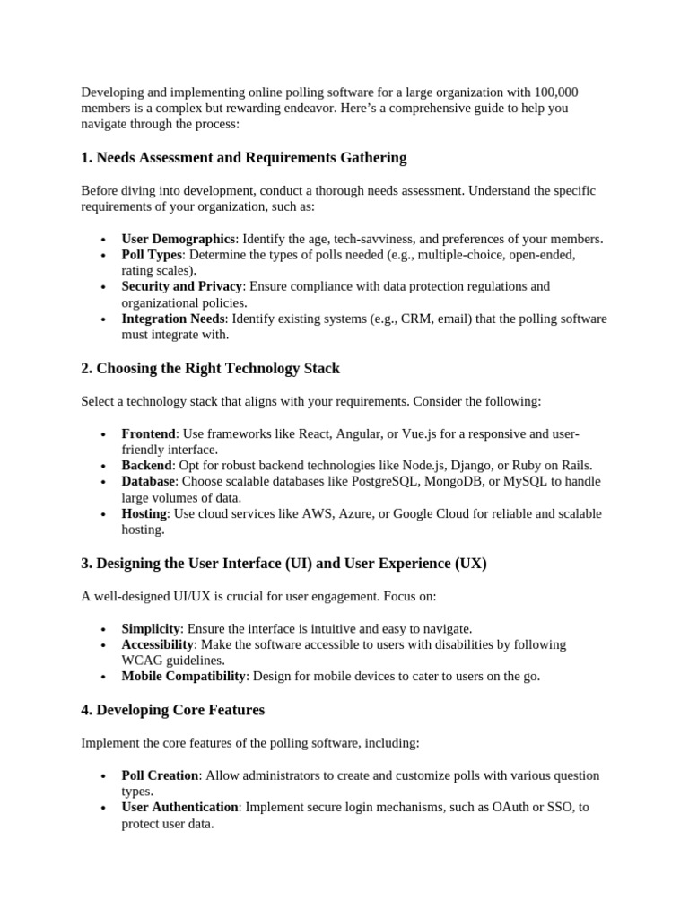 Developing and Implementing Online Polling Software For A Large ...