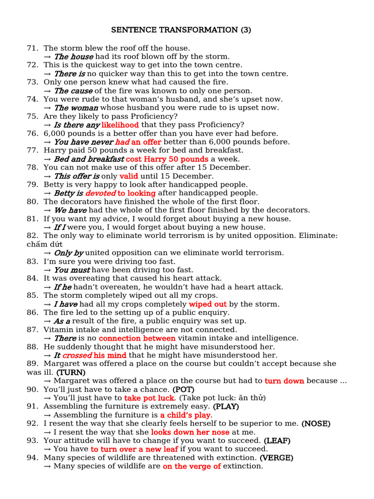 Sentence Transformation | PDF