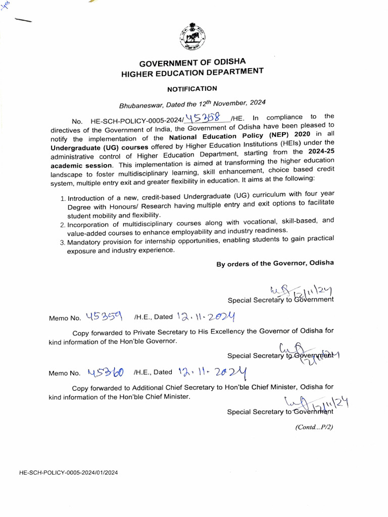 NEP Implementation Notice 2024 | PDF