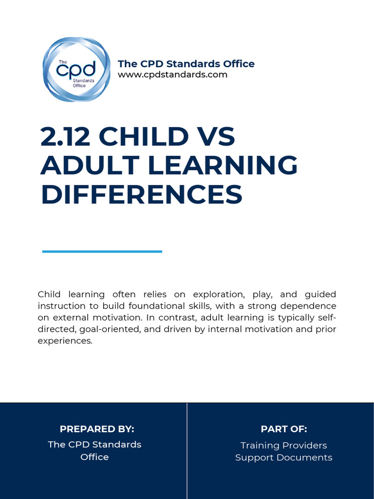 2.12 Child Vs Adult Learning Differences | PDF | Learning | Adult Education