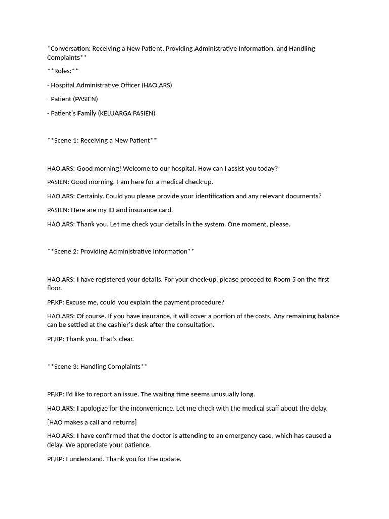 New Patient Reception and Complaint Handling | PDF