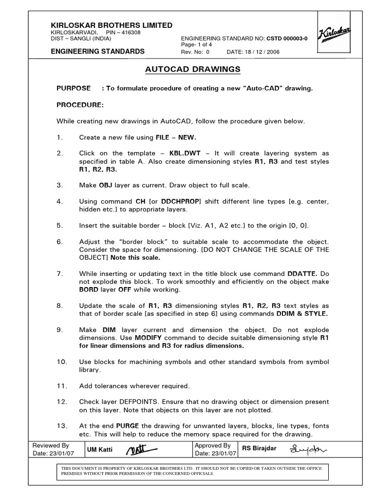 AutoCAD Drawing Standards Guide | PDF | Engineering Tolerance