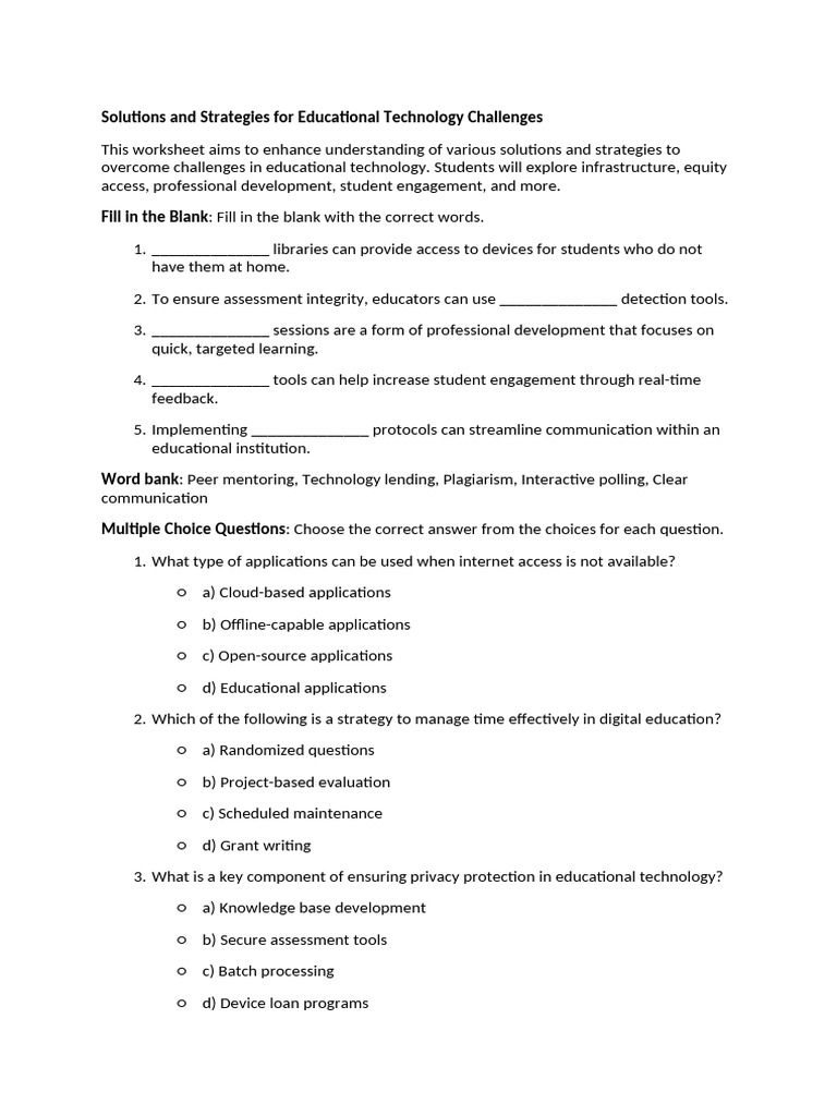 Solutions and Strategies for Educational Technology Challenges | PDF | Educational Technology ...