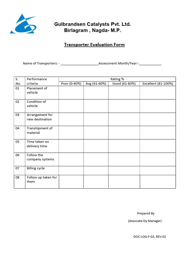 Transporter Evaluation Form | PDF