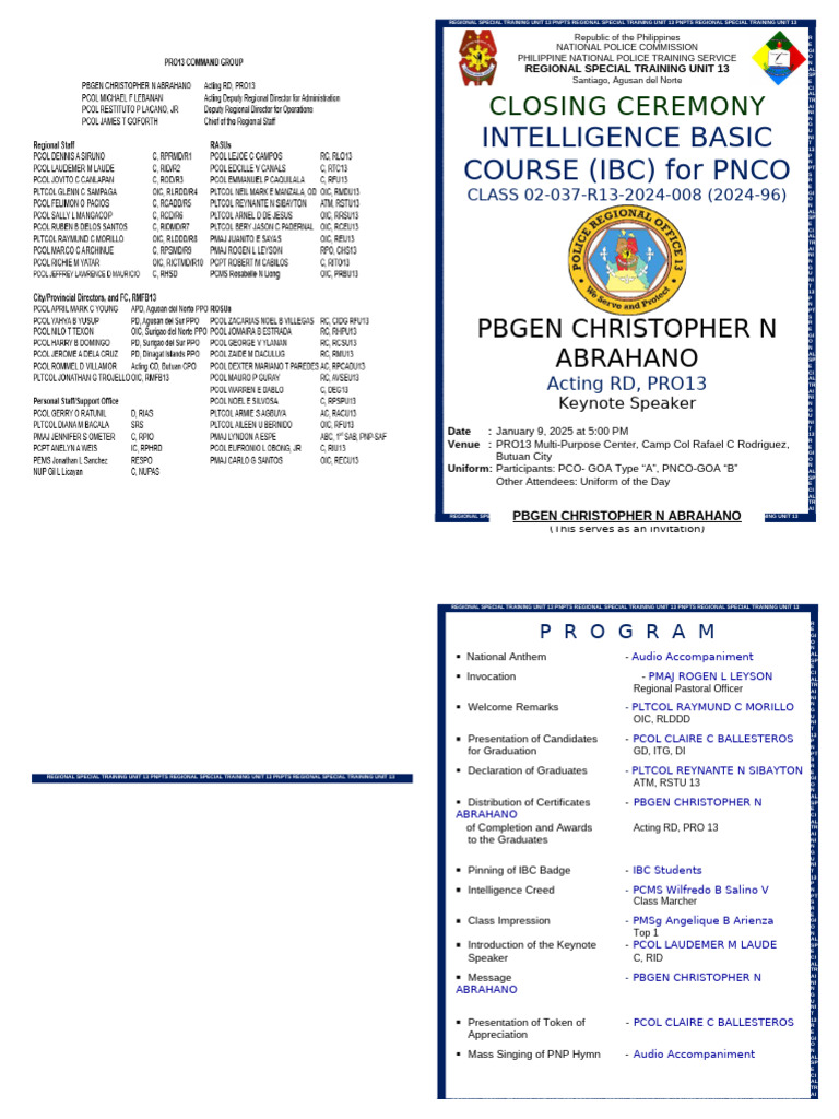 V2 Updated PROGRAM CLOSING CEREMONY OF IBC 2024 | PDF