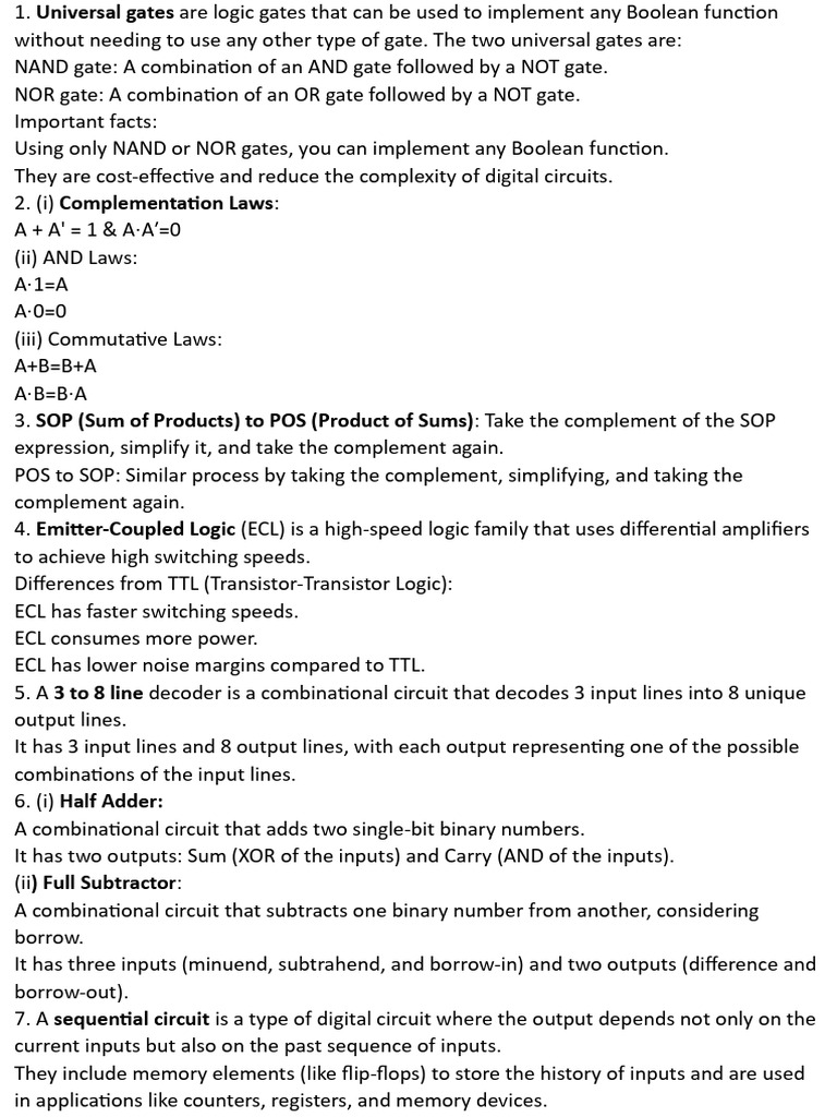 Digital Electronics and Software Enggc 3rd Semester Btech Short Notes ...