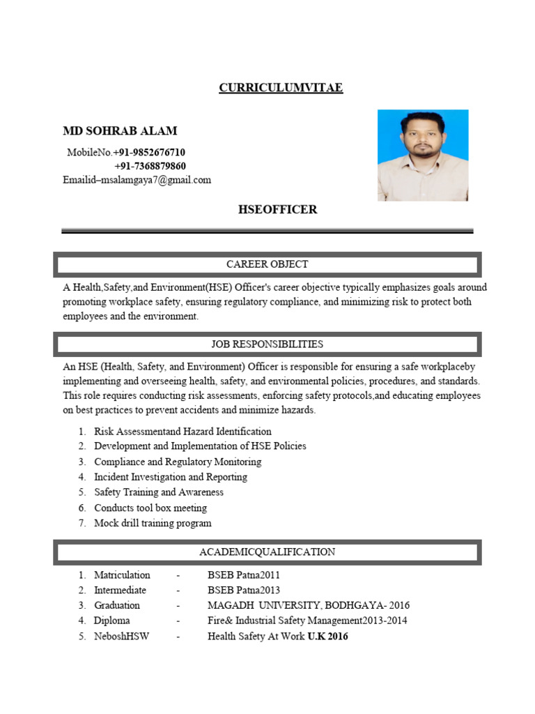 Safety Sohrab Alam - Removed | PDF | Occupational Safety And Health | Regulatory Compliance