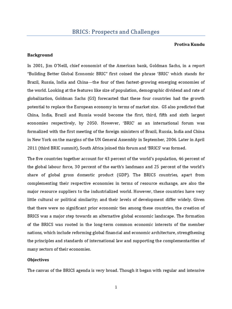 BRICS Prospects and Challenges 1 1 | PDF | Bric | World Economy