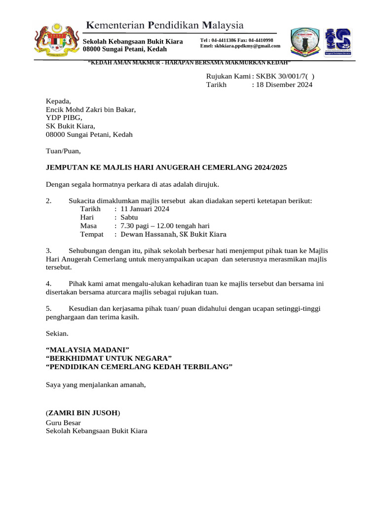 Surat Jemputan - RASMI | PDF