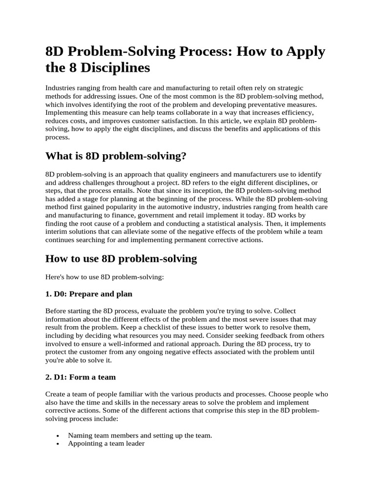 8D Problem-Solving Process | PDF | Cognition