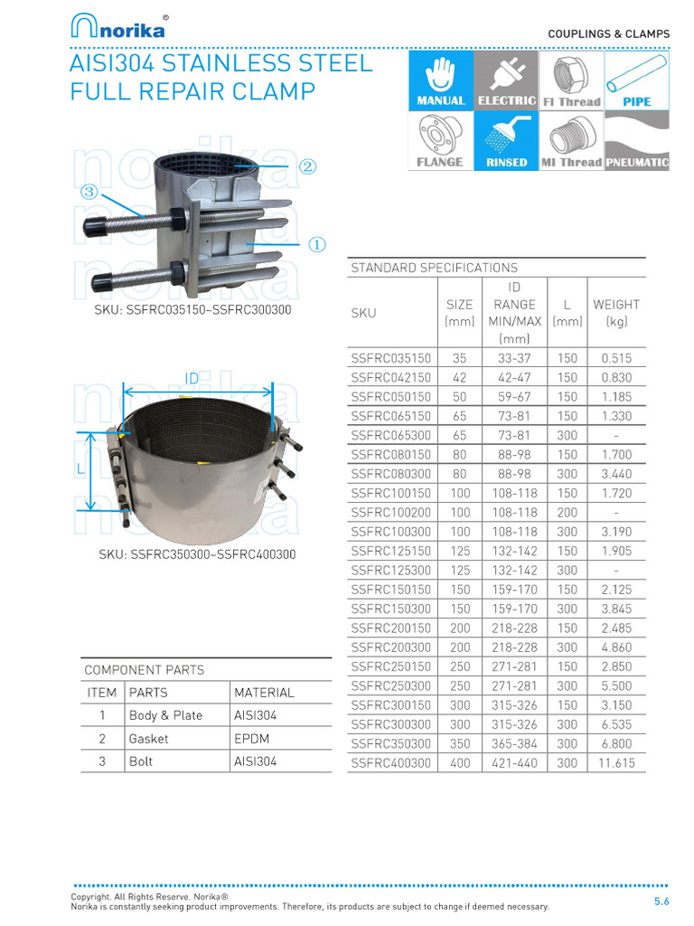 AISI304 Stainless Steel Full Repair Clamp catalogue | PDF