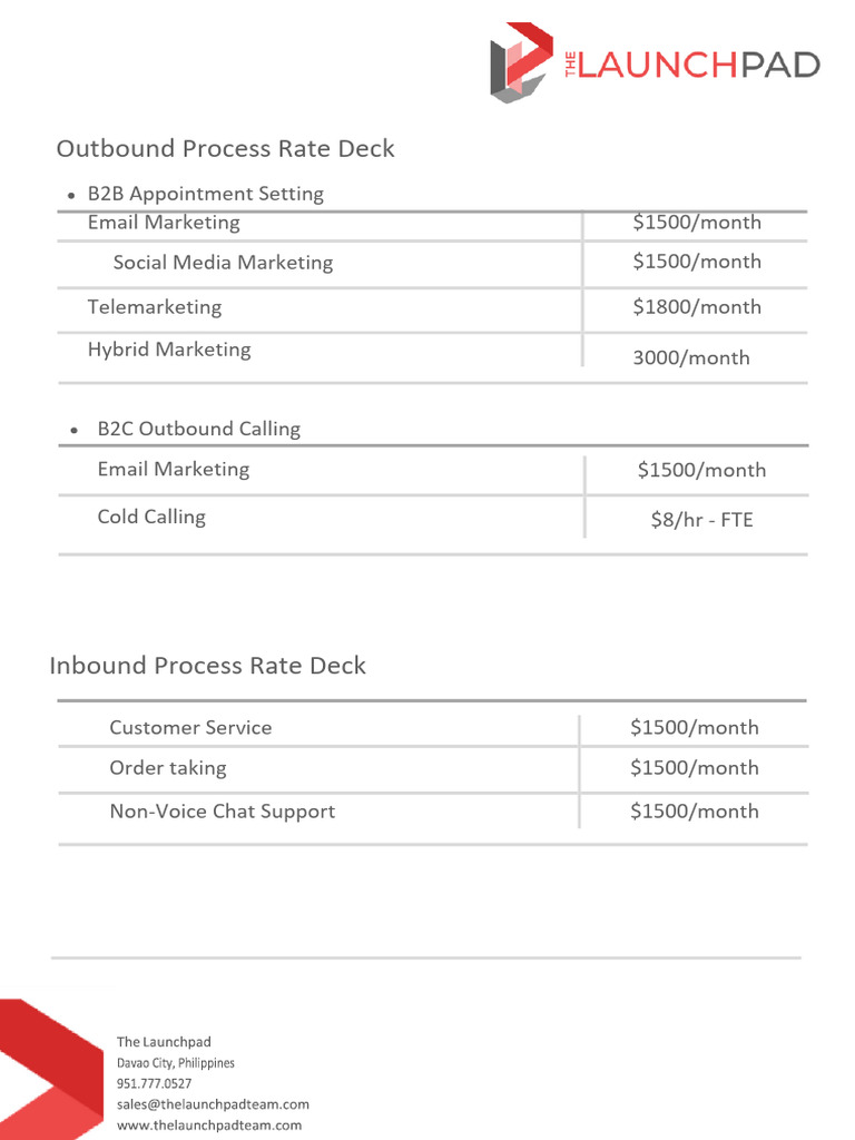The Launchpad Price Rate | PDF