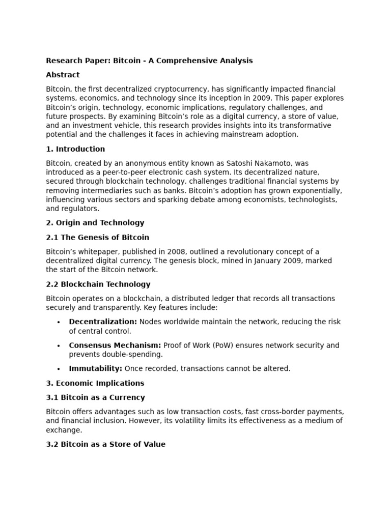 Bitcoin: Impact, Challenges, and Future | PDF | Bitcoin | Cryptocurrency
