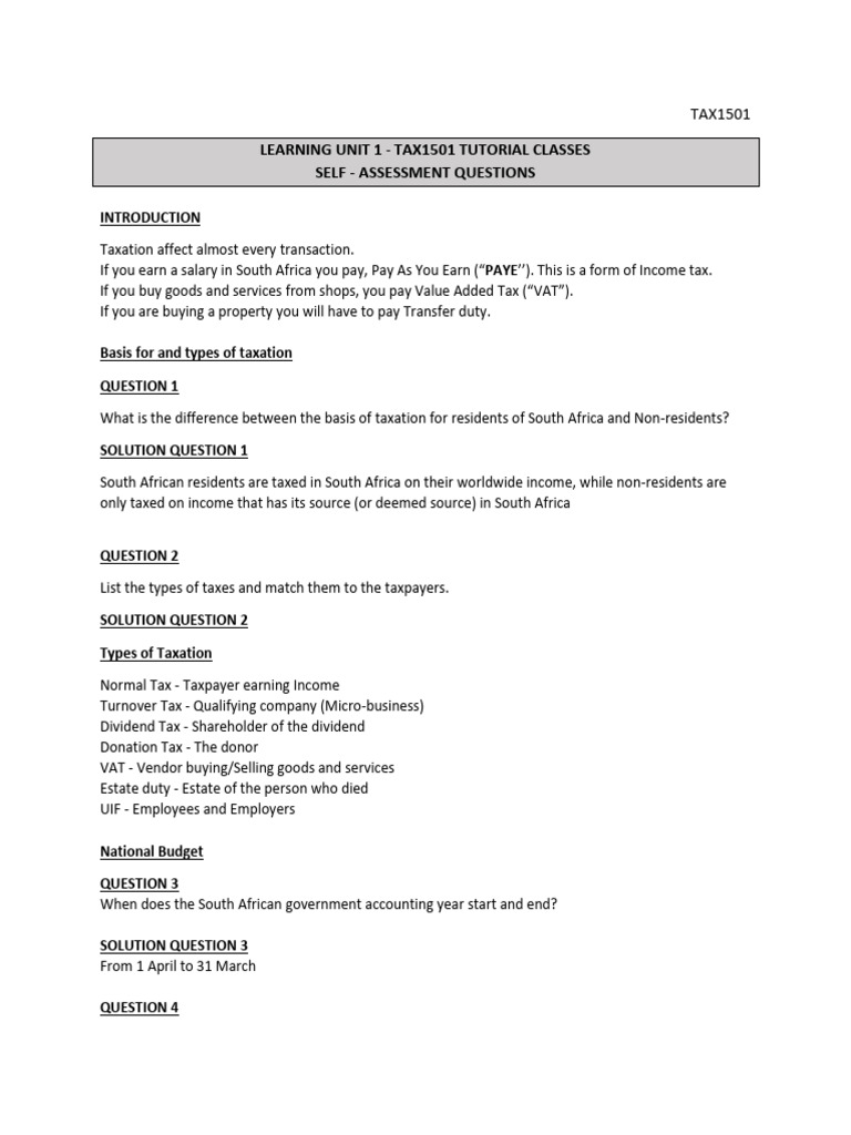 South Africa Taxation Overview and FAQs | PDF | Taxes | Direct Tax