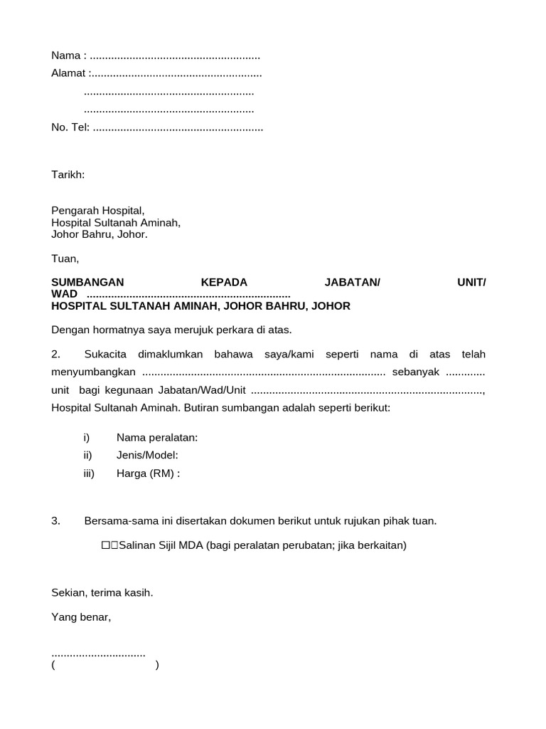 Contoh Surat Sumbangan | PDF