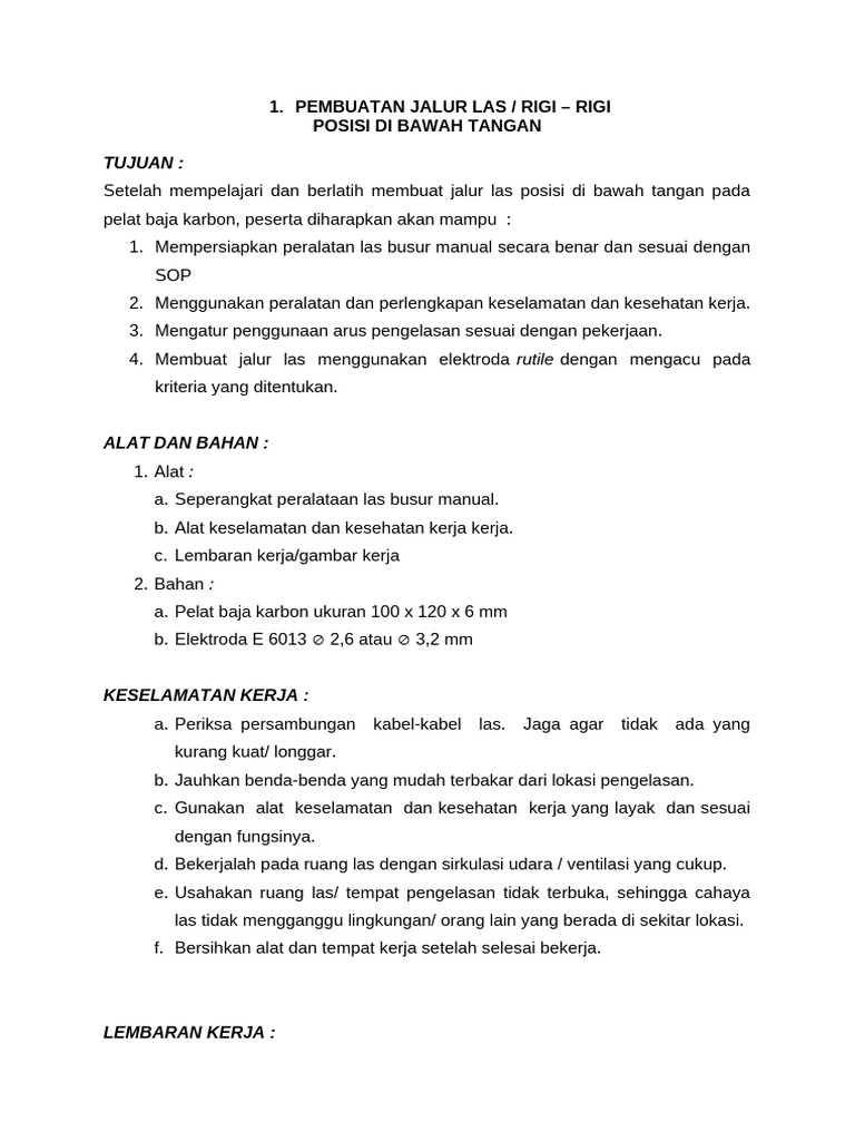 Gambar Jobsheet Las | PDF