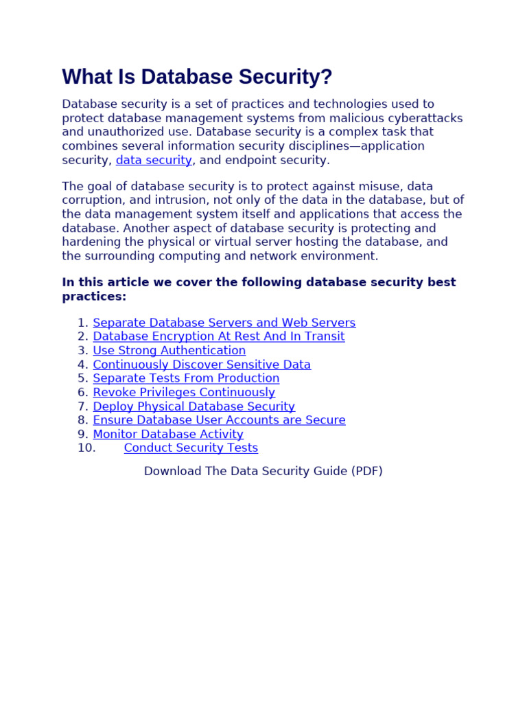 Database Security | PDF | Security | Computer Security