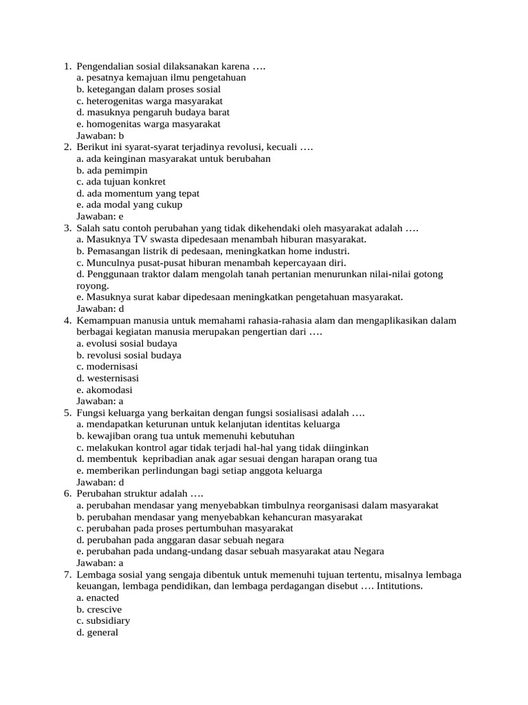 Soal Sosiologi Kelas 12 Genap | PDF