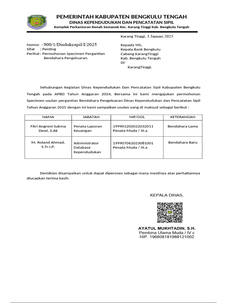 20250103092942surat Permohonan Ganti Speciment - Preview | PDF