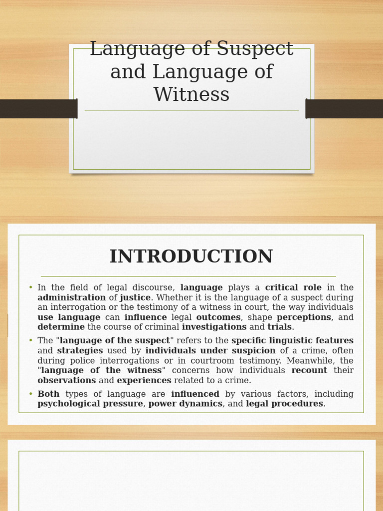 6-The Language of Suspect and The Language of Witness | PDF | Witness ...