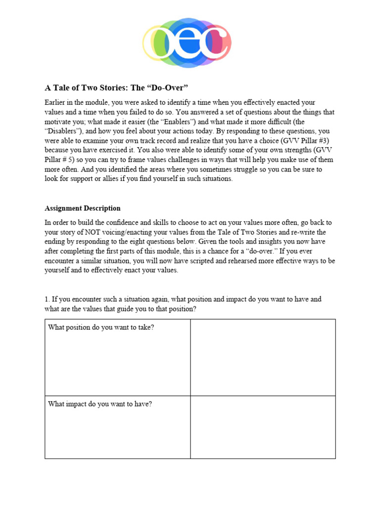 A Tale of Two Stories - The Do-Over | PDF | Reason | Social Psychology