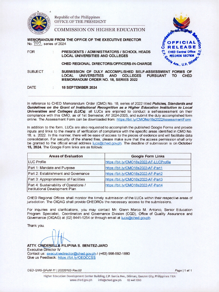 CHED Self-Assessment Submission Guide | PDF