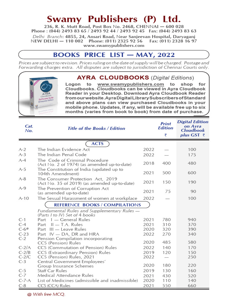 Swamy Publishers Price List May 2022 | PDF