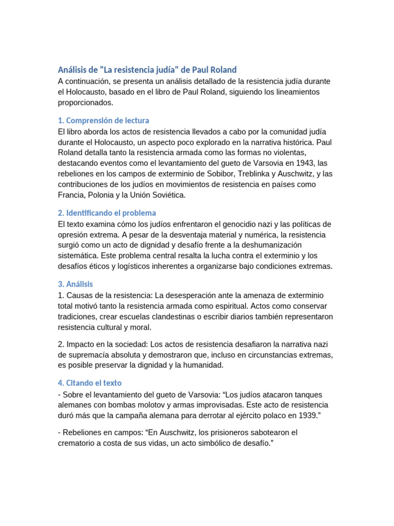 Analisis Resistencia Judia | PDF | El Holocausto | Campamento de exterminio