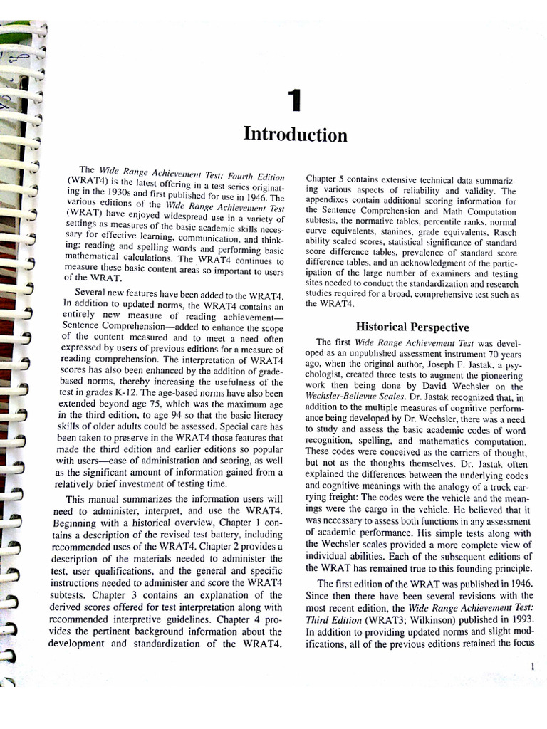 WRAT-4 | PDF