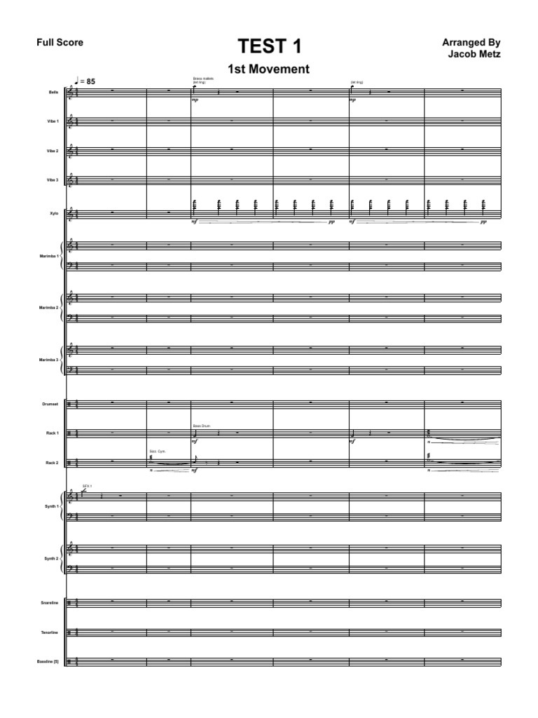 Full Score for Jacob Metz's Test 1 | PDF | Drumming | Rhythm And Meter