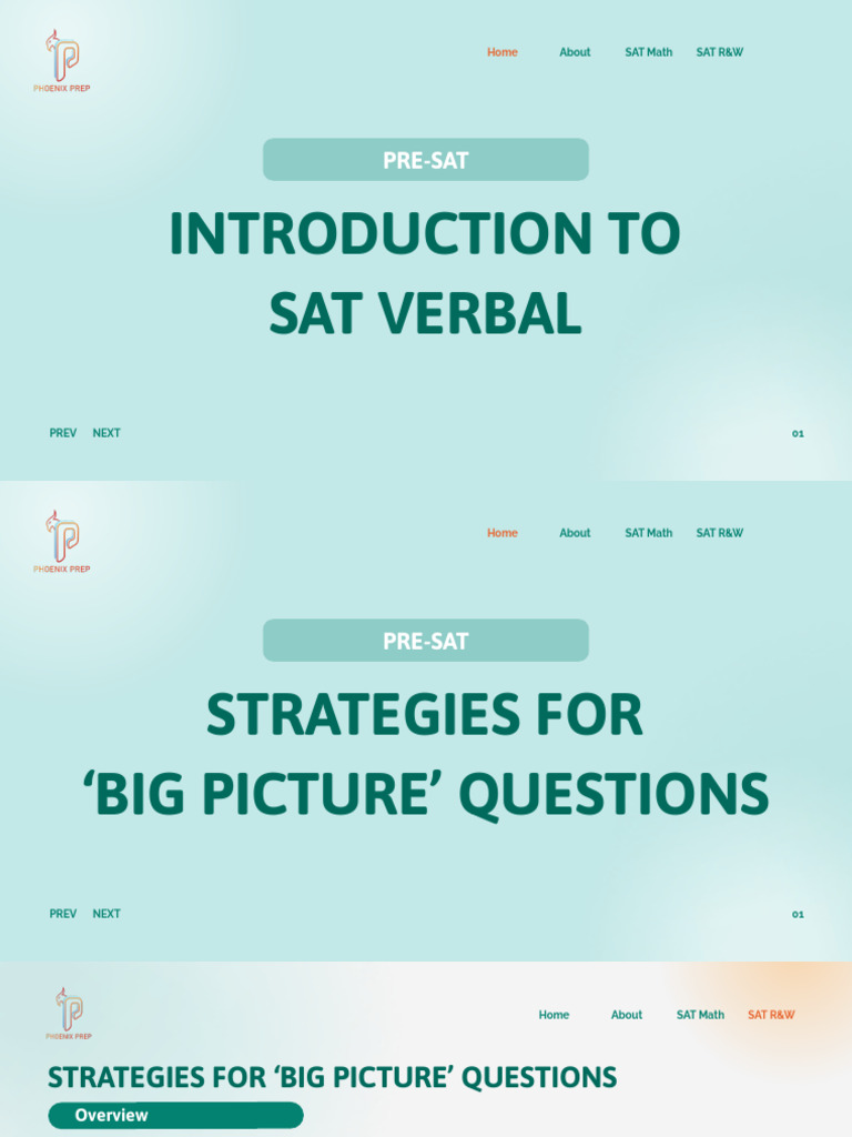 SAT Verbal: Big Picture Strategies | PDF | Sat | Mc Donald's