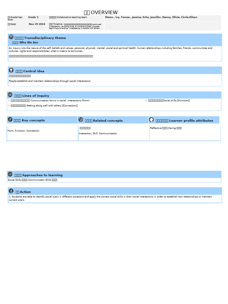 ASJ UOI-2 Planner G3. docx | PDF | Weight | Communication