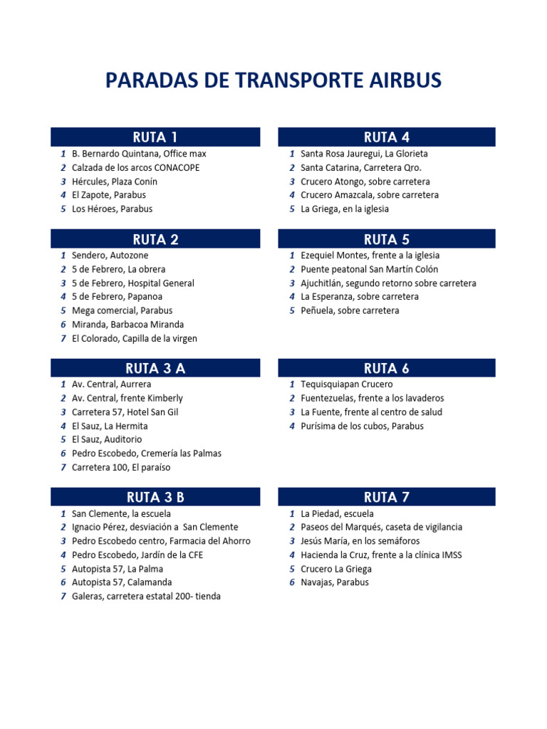 Paradas de Transporte AIRBUS | PDF