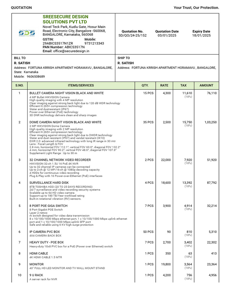 FORTUNA KRISHH - CCTV - Quotation - 4MP | PDF | Hard Disk Drive | Field ...