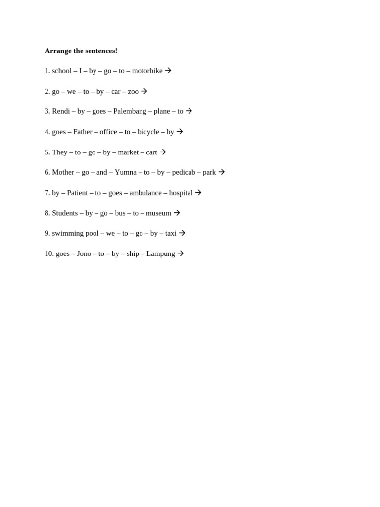 Arrange The Sentences Transportation | PDF
