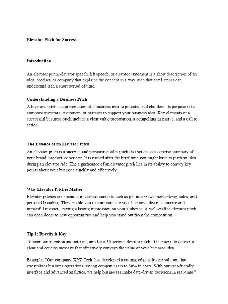 Mastering Your Elevator Pitch | PDF | Business