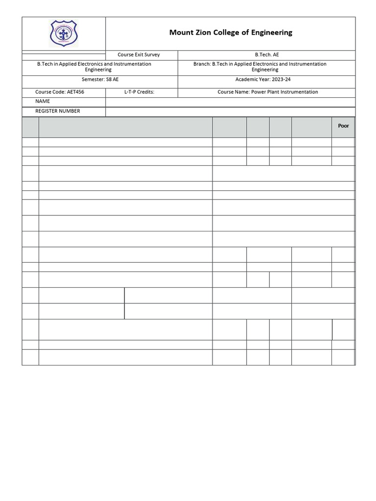 COURSE EXIT SURVEY 2023-24 Even Semester | PDF | Instrumentation ...