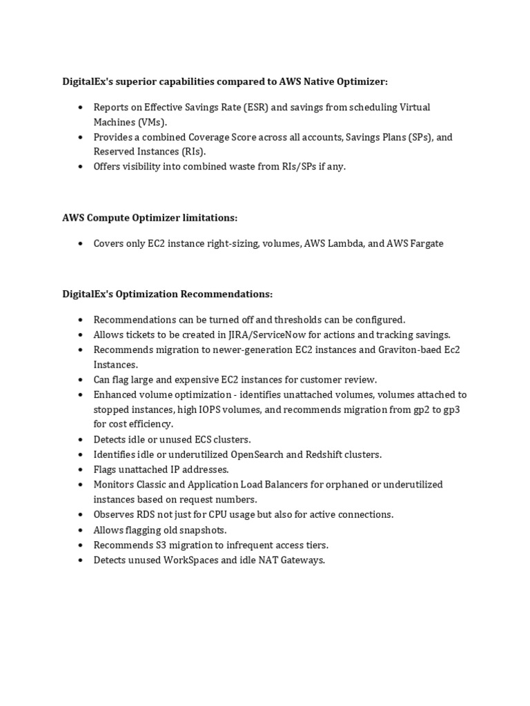 AWS Native Optimization Capabilities | PDF