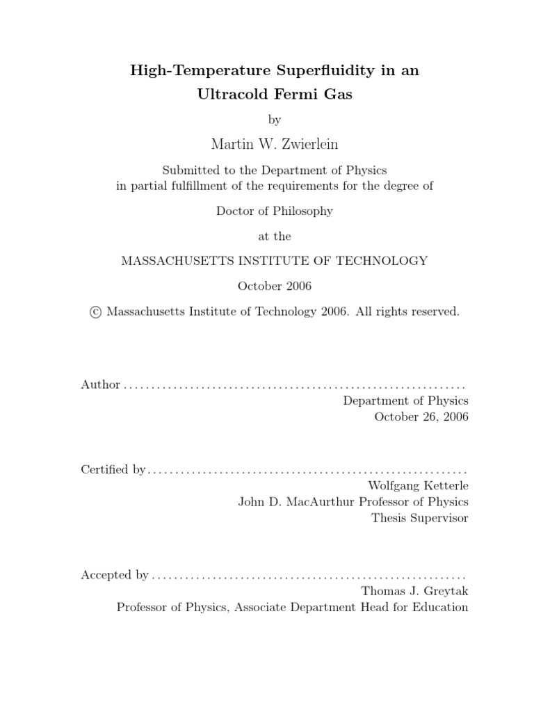 Martin W. Zwierlein - High-Temperature Superfluidity in An Ultracold ...