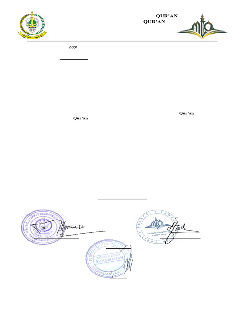 Undangan Pembukaan MTQ Desa Sukamanah @Lembaga-Rev.1 | PDF