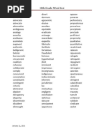 10th Grade Spelling Words LIst | PDF