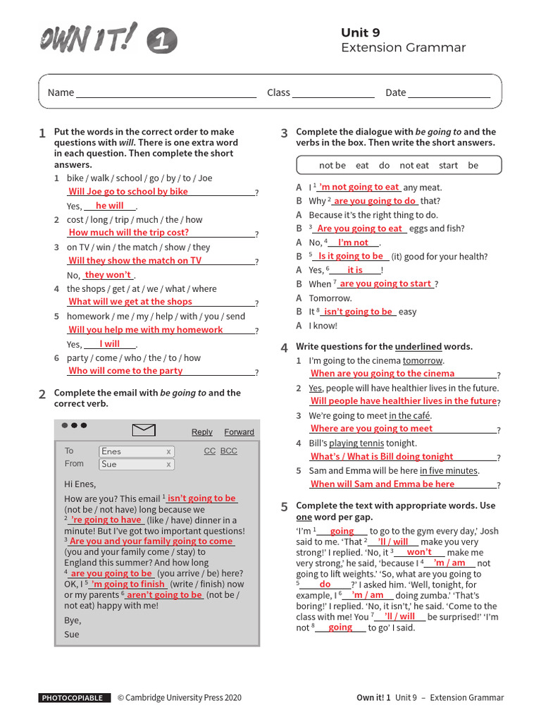 Unit 9 Extension Grammar Exercises | PDF | Syntax | Linguistics