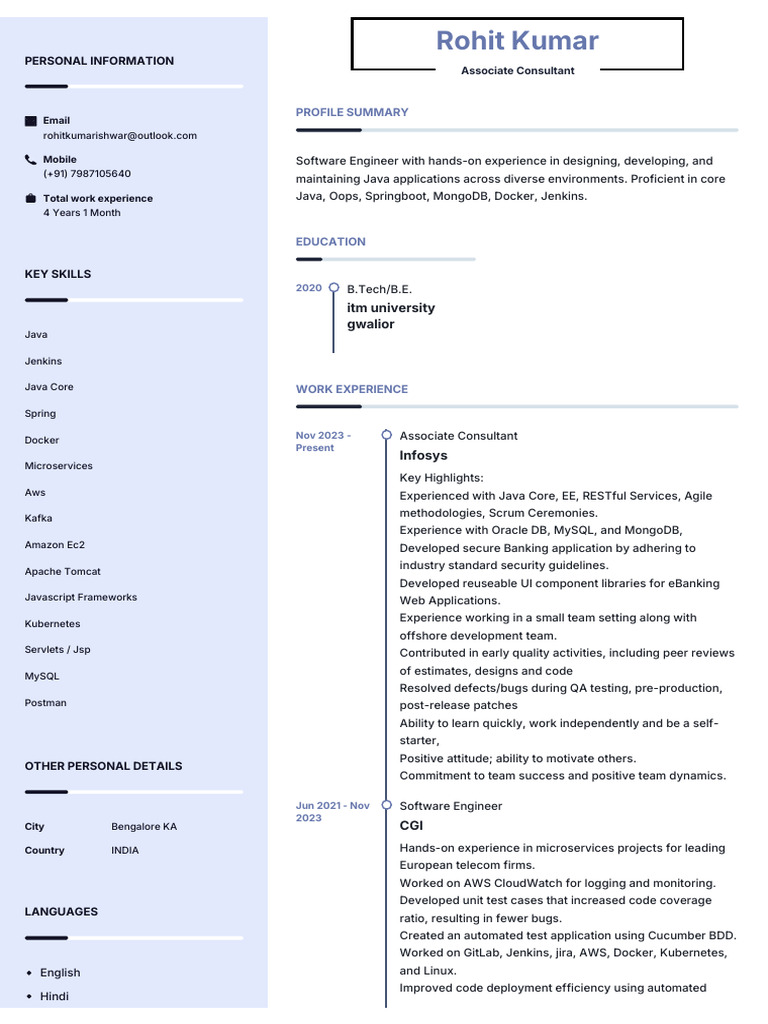 ROHITKUMAR - 4.1 Yrs - CloudNative Developer | PDF | Java (Programming Language) | Computer ...