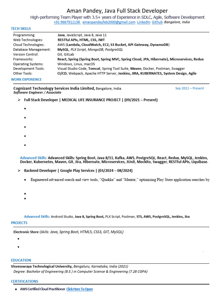 AmanPandey_3.5 Yrs_CloudNative Developer | PDF | Java (Programming Language) | Software