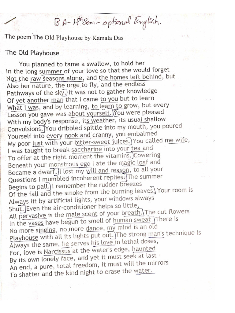 The Old Play House by Kamala Das | PDF