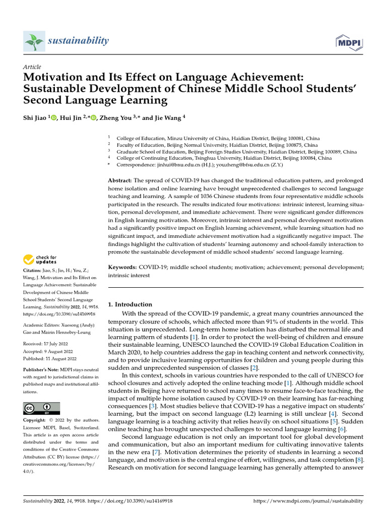 Motivation and Its Effect On Language Achievement | PDF | Factor ...