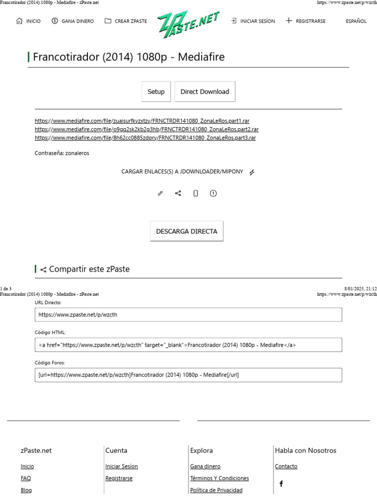 Francotirador (2014) 1080p - Mediafire | PDF | Internet | Red mundial