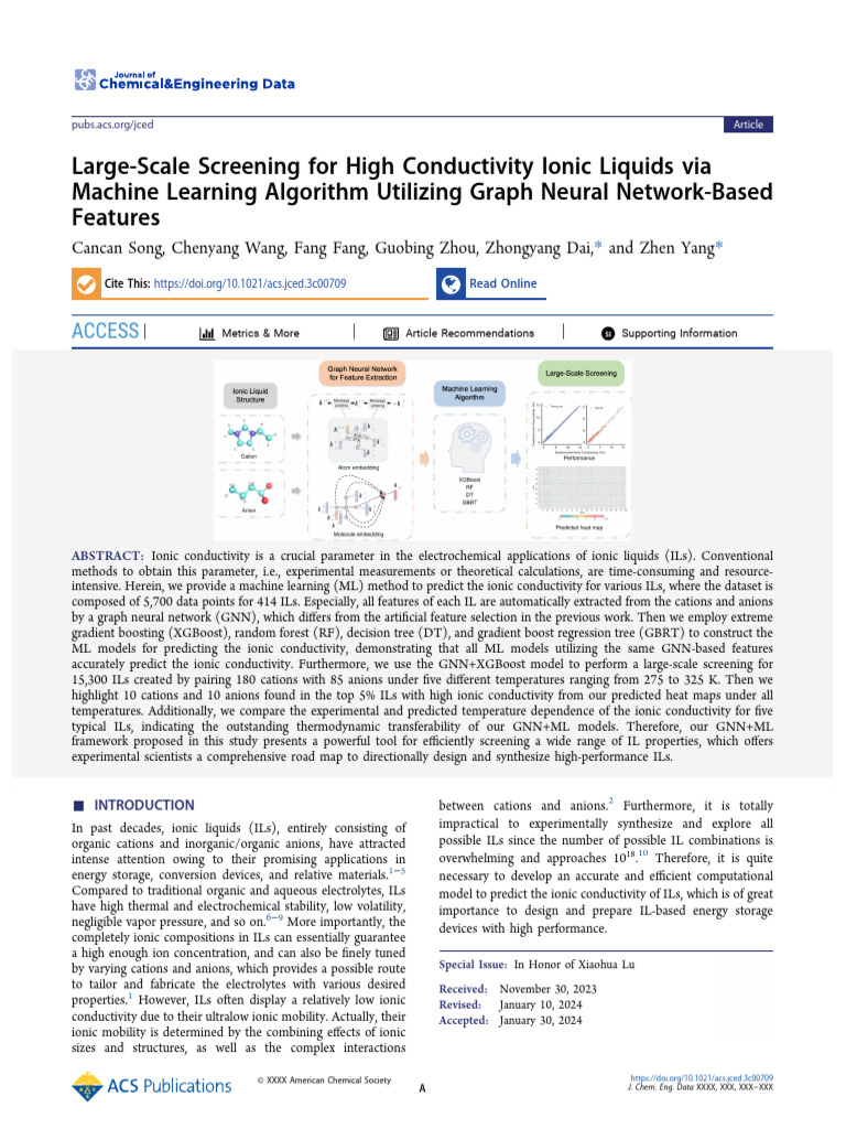 Song Et Al. - 2024 - Large-Scale Screening For High Conductivity Ionic | PDF | Ionic Bonding | Ion