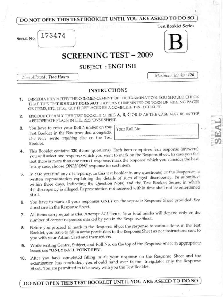 ST English 2009 | PDF
